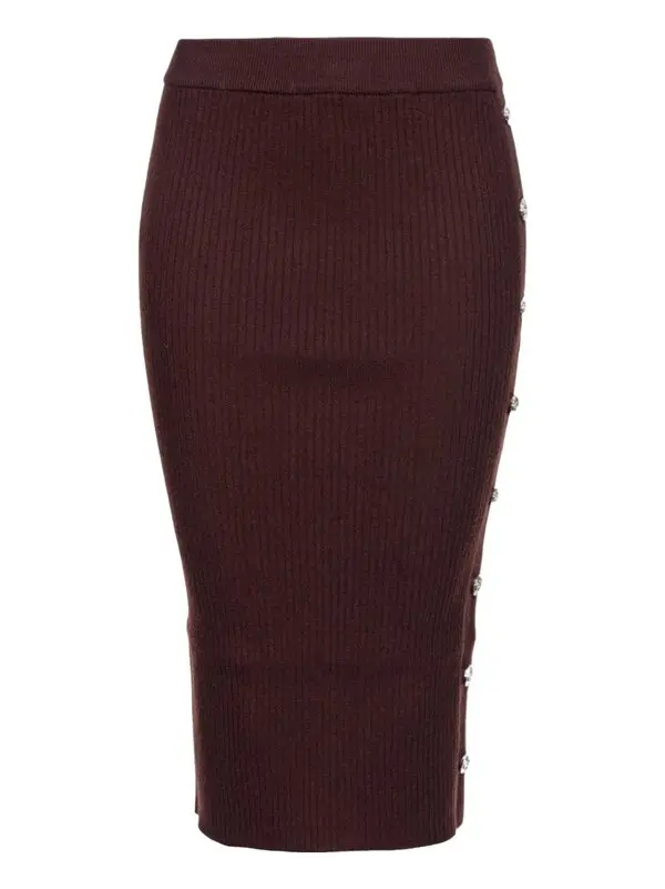 Pinko Rib Knitted Skirt With Silver Side Buttons - Black