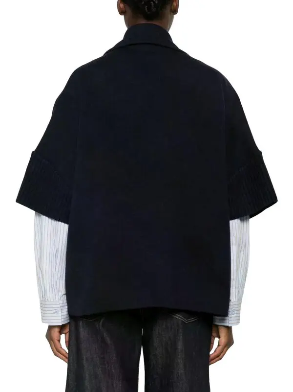 ANNE CLAIRE Double-breasted Ribbed-cuff Coat - Blue