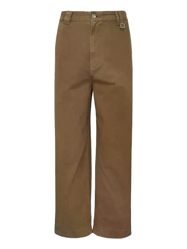 WOOYOUNGMI Khaki Chino Trousers With Logo Patch - Brown