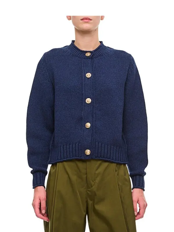 BARRIE Chunky Cashmere Cardigan - Blue