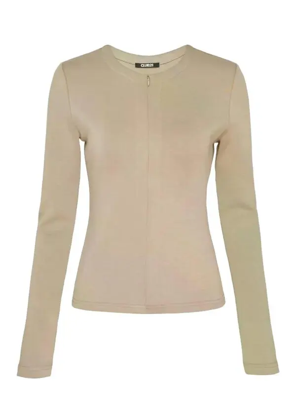 CLUB21 COLLECTION Mira Zip-up Long-sleeve Cardigan - Neutrals