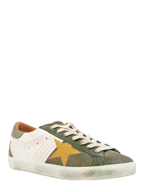 GOLDEN GOOSE Super-star Distressed Leather Sneakers - Green