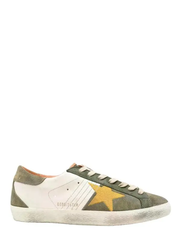 GOLDEN GOOSE Super-star Distressed Leather Sneakers - Green