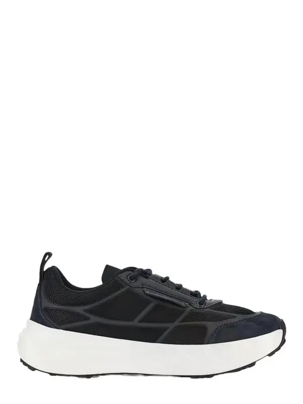 Emporio Armani Mesh Panel And Suede Trim Sneakers - Black