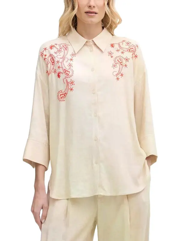 MOS MOSH Embroidered Paisley Shirt - Neutrals