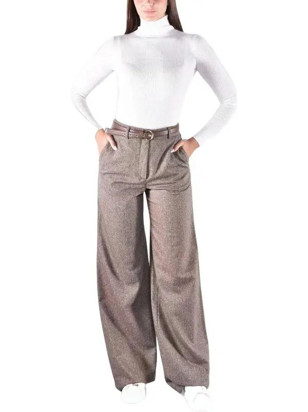 Max Mara Belted Wide-leg Trousers - Brown