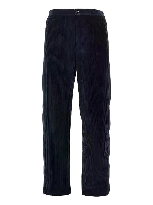 Emporio Armani Ribbed Velvet-effect Trousers - Blue
