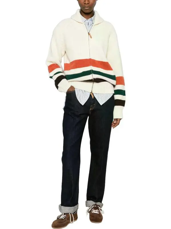 SEBAGO Dyer Bay Striped Zip-up Cardigan - Neutrals