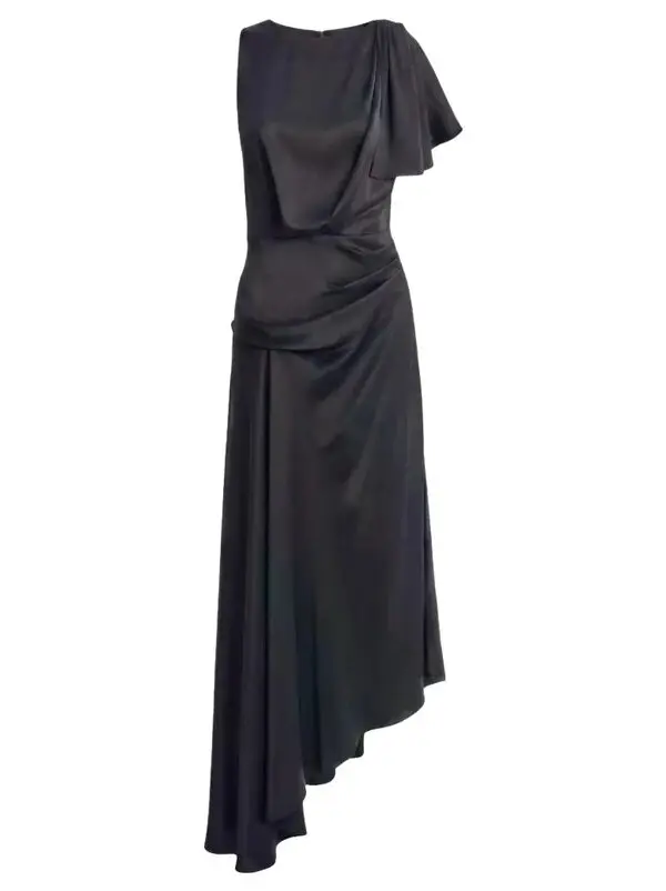 IRINA SCHROTTER Bridget Draped Asymmetric Maxi Dress - Black