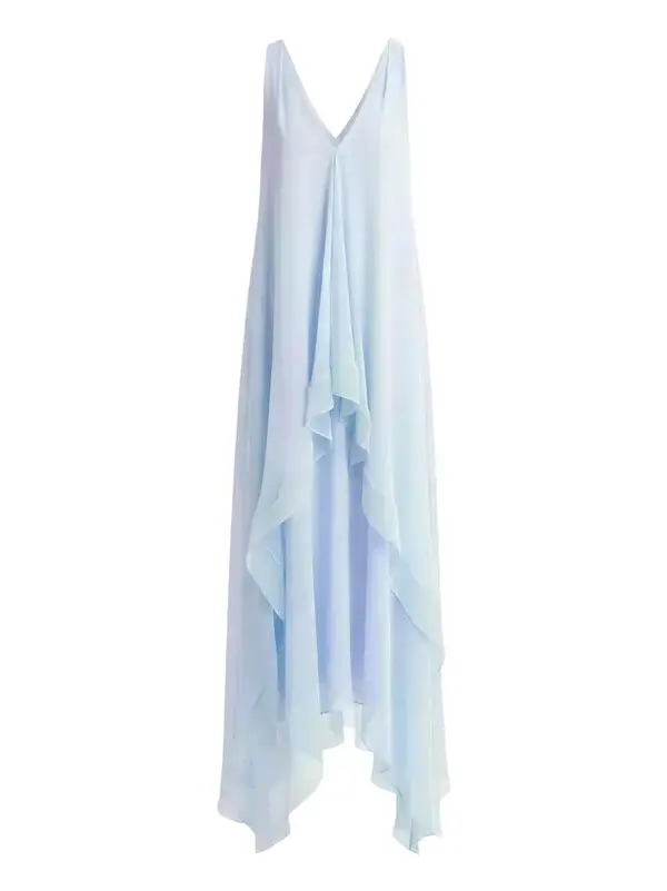 IRINA SCHROTTER Liko Ruffled Asymmetric Midi Dress - Blue