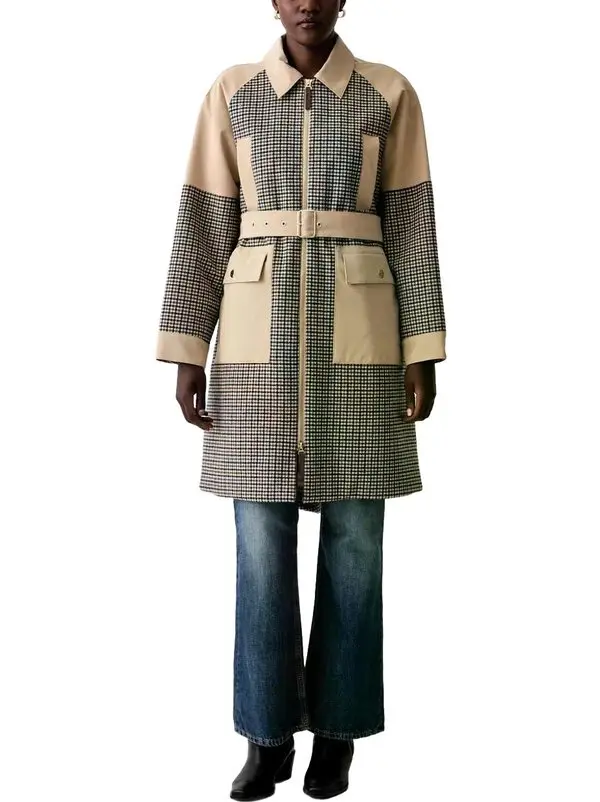 MOS MOSH Belted Houndstooth Coat - Neutrals