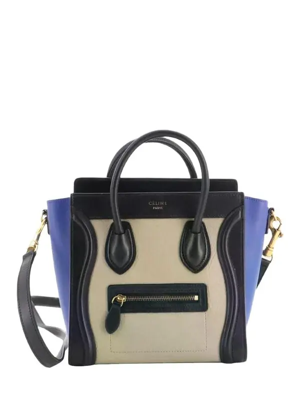 Celine Tricolor Leather Nano Luggage Crossbody Bag - Black