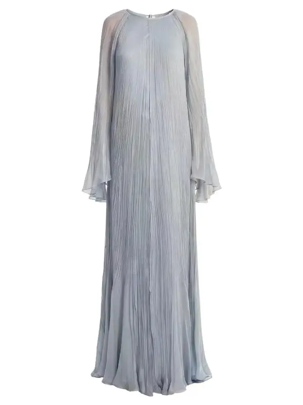 IRINA SCHROTTER Pleated Silk Maxi Dress - Blue