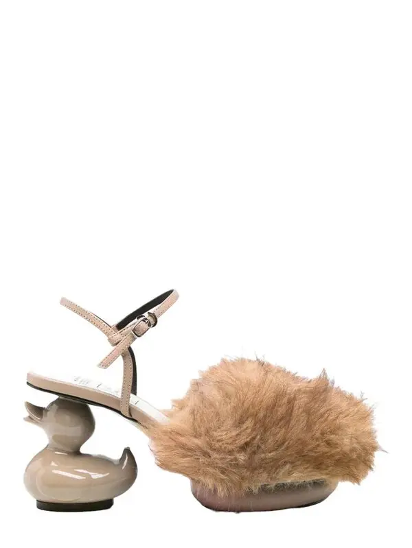 Mihara Yasuhiro Faux-fur Duck-heel Sandals - Brown