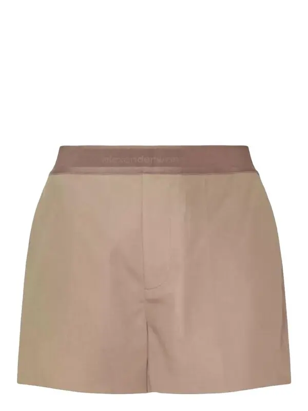 Alexander Wang Tailored Logo Waistband Shorts - Neutrals