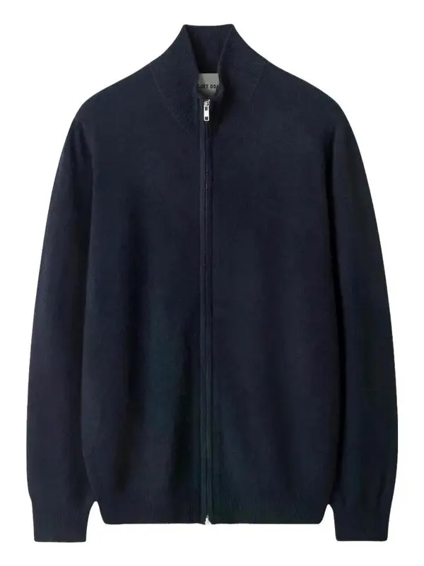 Soft Goat Cashmere Zip-up Sweater - Blue