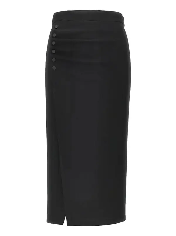 Emporio Armani Button-embellished Draped Skirt - Black