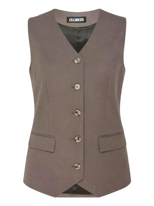 CLUB21 COLLECTION Iris V-neck Waistcoat - Brown