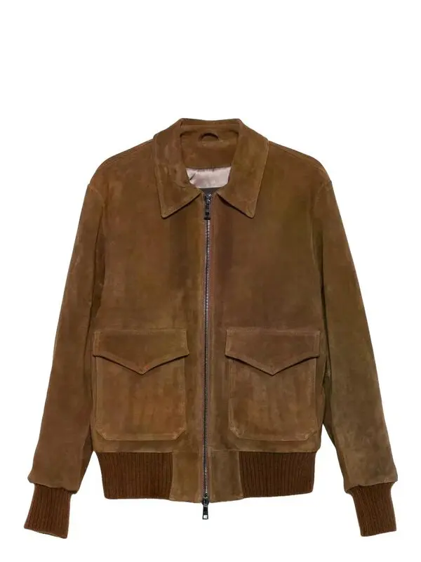 GIORGIO BRATO Suede Zip-up Jacket - Brown