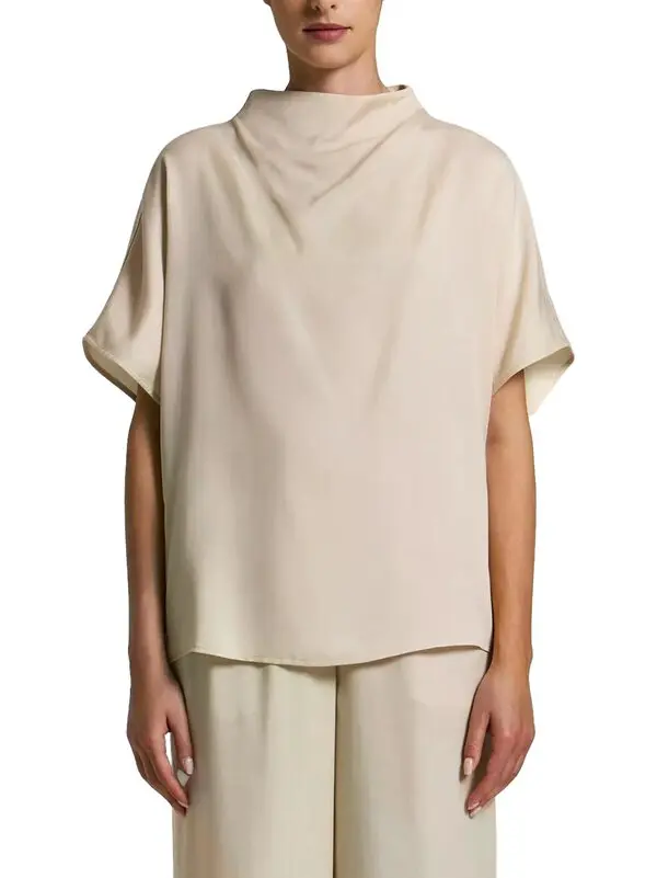 Peserico Draped Top With Bead-trim Detailing - Neutrals
