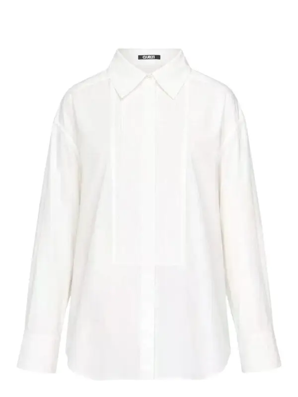 CLUB21 Pleated Bib Silk-blend Shirt - White