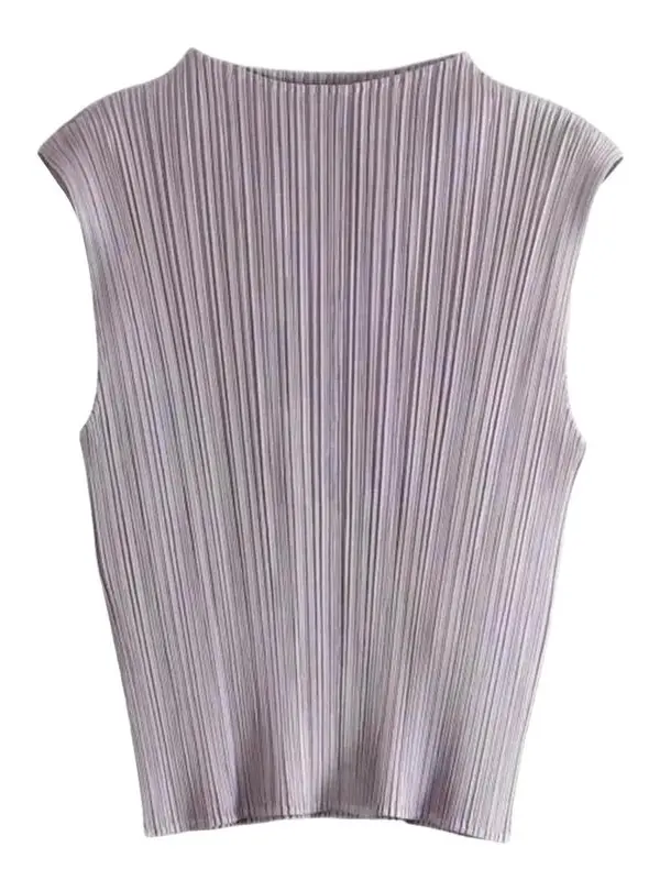 Issey Miyake Sleeveless High Neck Top - Purple