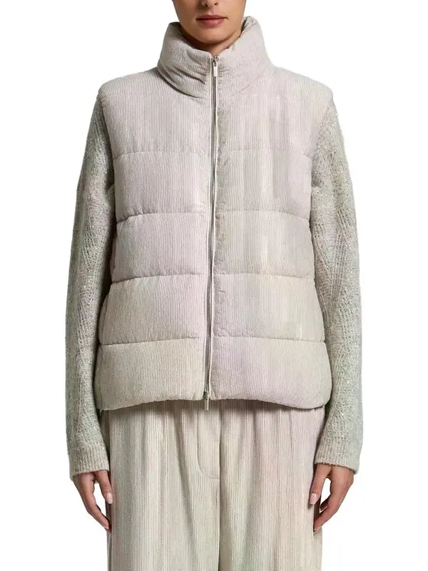 Peserico Quilted Corduroy Gilet - Grey