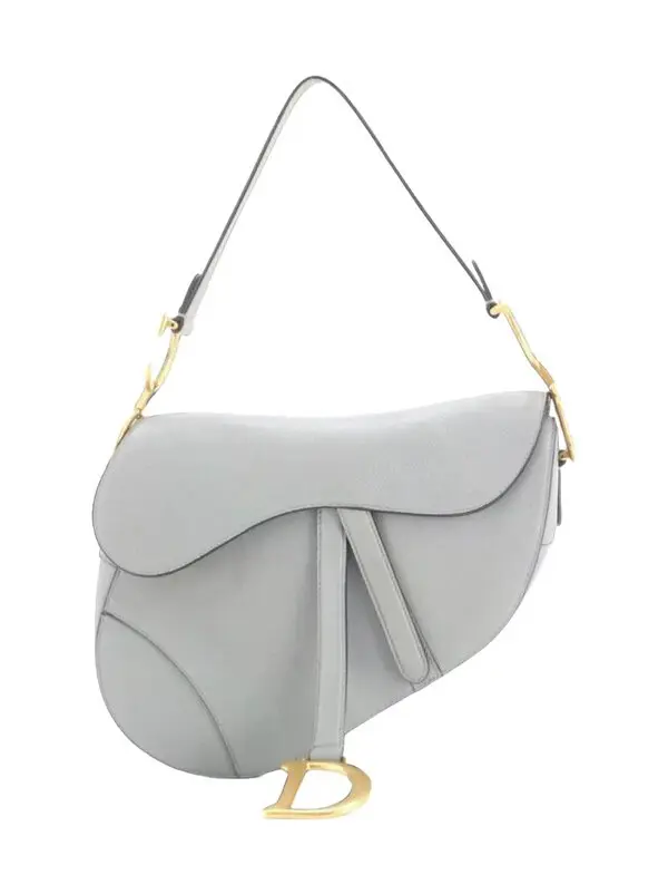 Dior Saddle Handbag Leather Medium Shoulder Bag - Grey