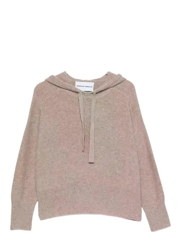EMERSON RENALDI Drawstring Knitted Hooded Sweater - Brown