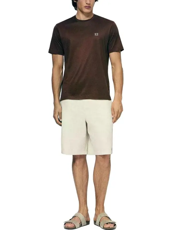 DOMAINE DES ARTISTES Logo-embroidered T-shirt - Brown