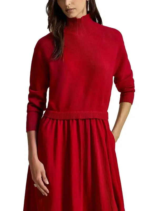 Polo Ralph Lauren Button-back Ribbed Midi Dress - Red