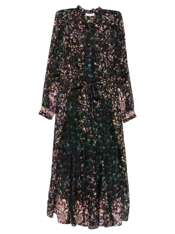 Ulla Johnson Tessa Floral-print Silk Midi Dress - Black