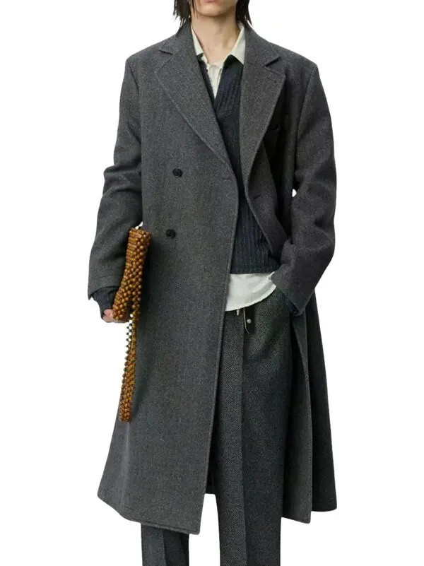 MFPEN Herringbone Double-breasted Coat - Grey