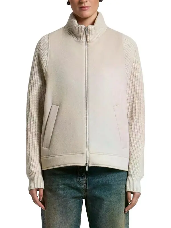 Peserico Ribbed-knit Panelled Jacket - Neutrals