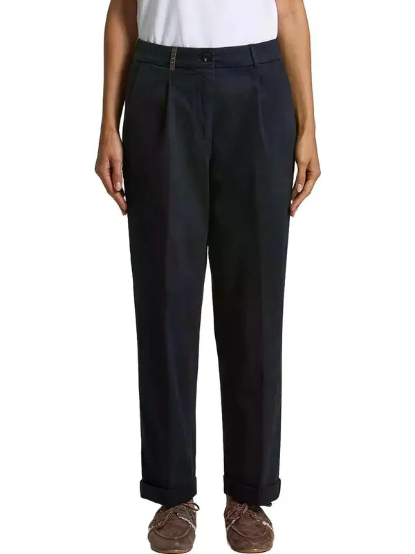 Peserico Pleated Turn-up Trousers - Blue