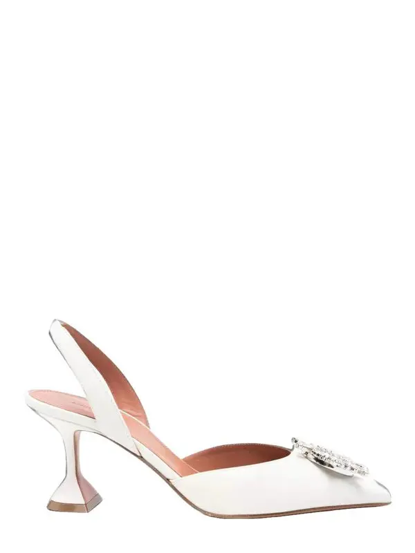 Amina Muaddi Begum Crystal-embellished Slingback Pumps - White