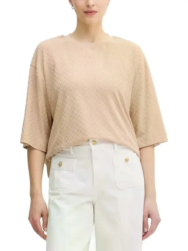 MOS MOSH Chevron Pattern T-shirt - Neutrals