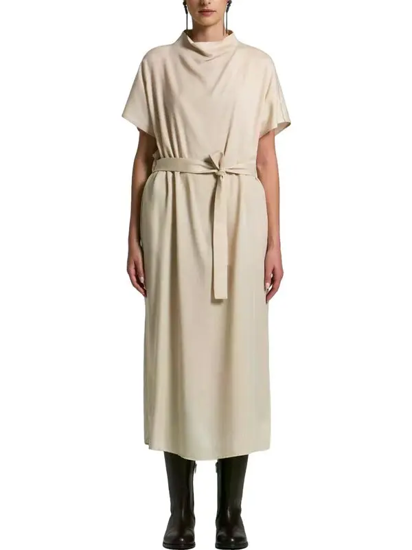 Peserico Belted High-neck Midi Dress - Neutrals