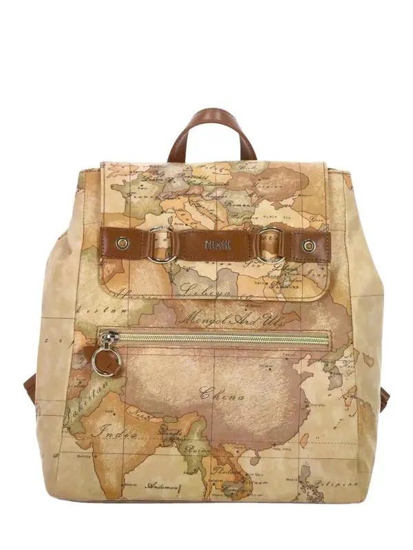 ALVIERO MARTINI 1° CLASSE Alviero Martini 1a Classe Map Print Foldover Backpack - Neutrals
