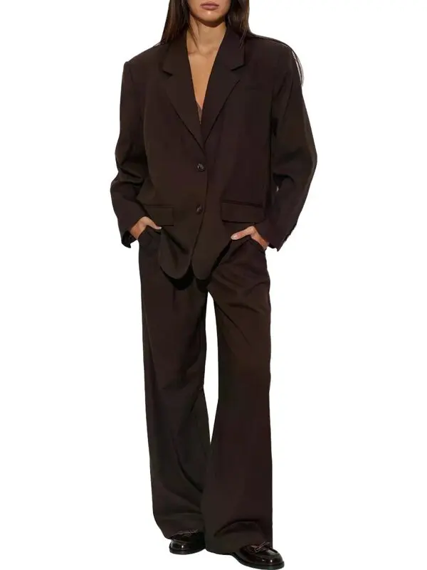 GESTUZ Pleated Twill Trousers - Brown