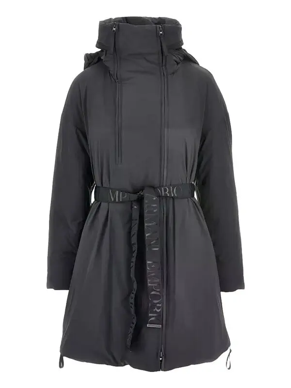 Emporio Armani Logo-belt Hooded Jacket - Black