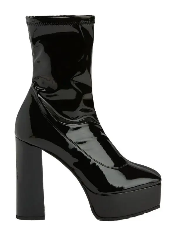 GIUSEPPE ZANOTTI Patent Platform Block Heel Boots - Black