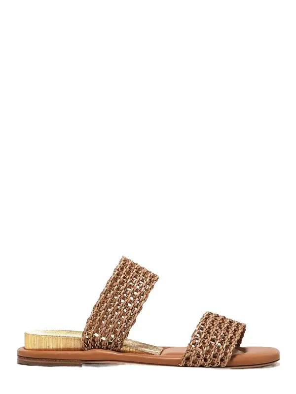 Casadei Double Strap Woven Slip-on Sandals - Brown