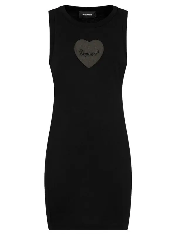 Dsquared2 Heart-shaped Cut-out Detailed Mini Dress - Black