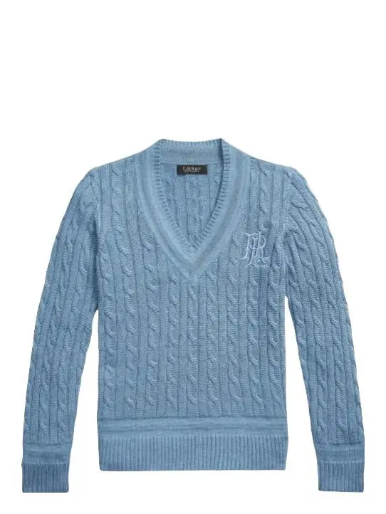 Polo Ralph Lauren Cable Knit V-neck Sweater - Blue