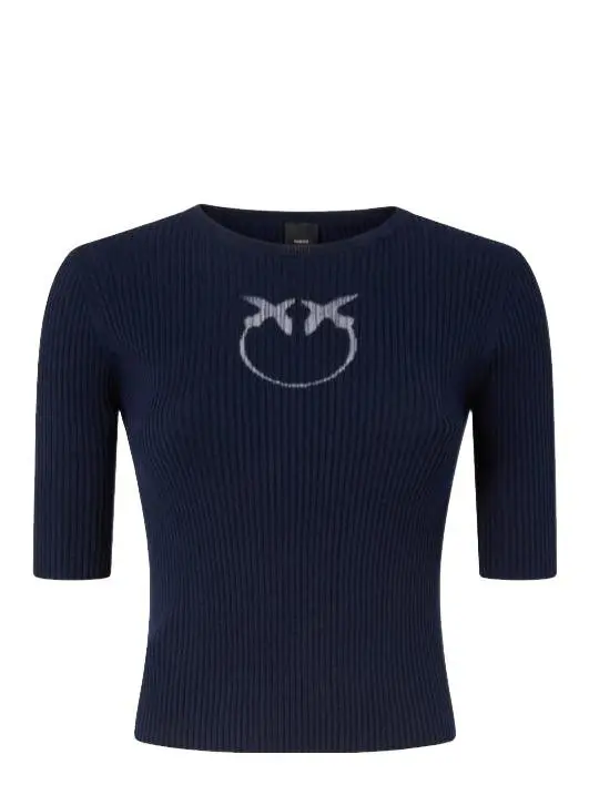Pinko Love Birds Crewneck Knitted Top - Black