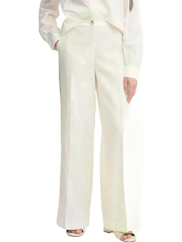 MOS MOSH Crochet-trim Wide-leg Trousers - Neutrals