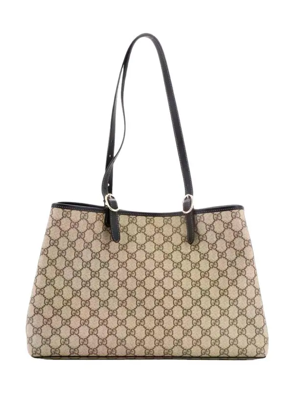 Gucci Emblem Gg Coated Canvas Large Tote Bag - Brown