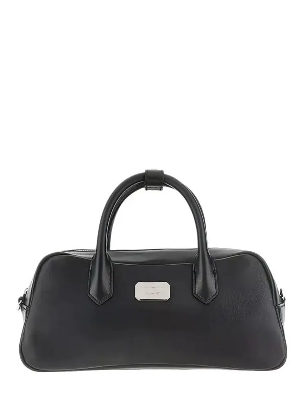 Emporio Armani Logo-plaque Leather Tote Bag - Black
