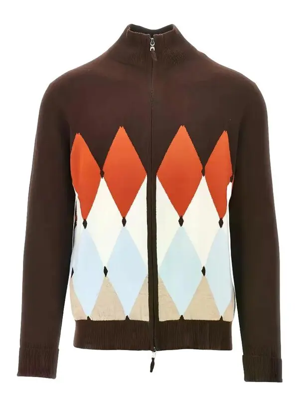 BALLANTYNE Argyle Cashmere Sweater - Brown